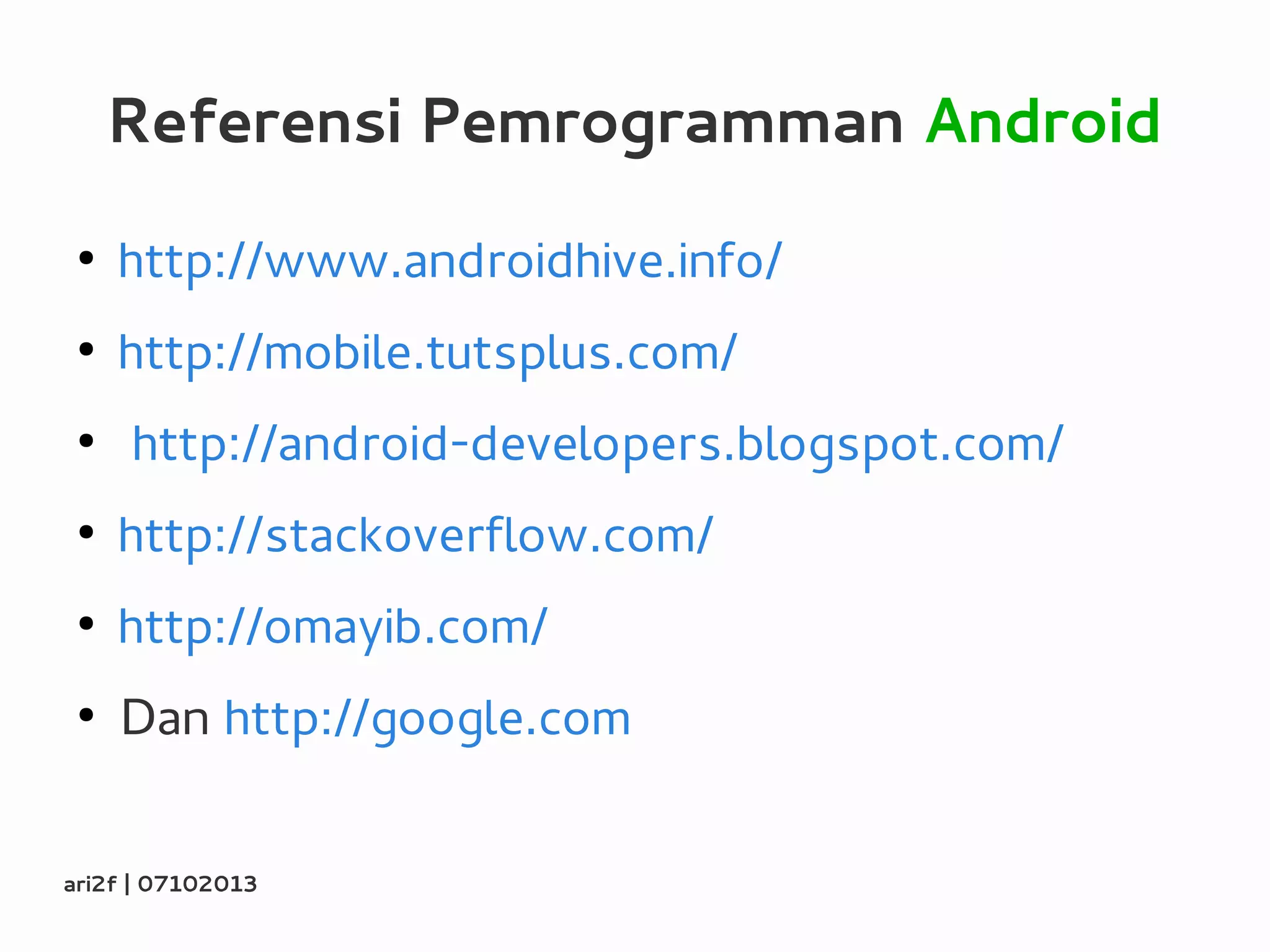 Memulai Pemrograman Android | PPT