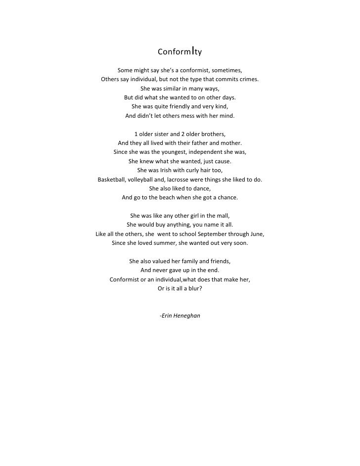 Me myself and i poem