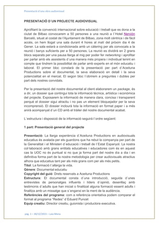 Presentació d´una obra audiovisual | PDF