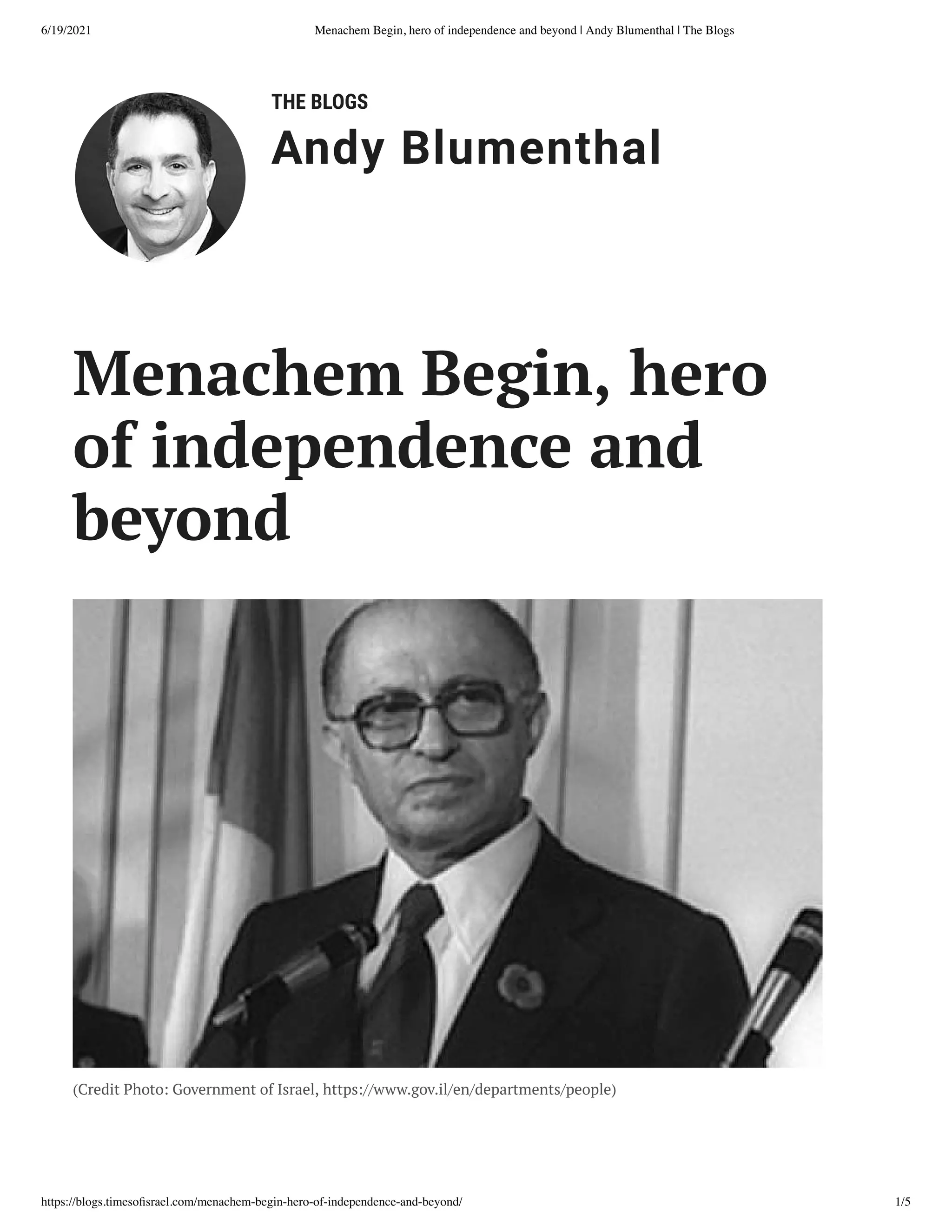 Menachem Begin, Hero of Independence and Beyond | PDF