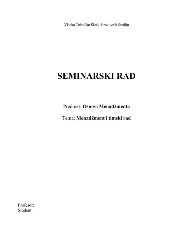 Menadzment i timski rad | PDF