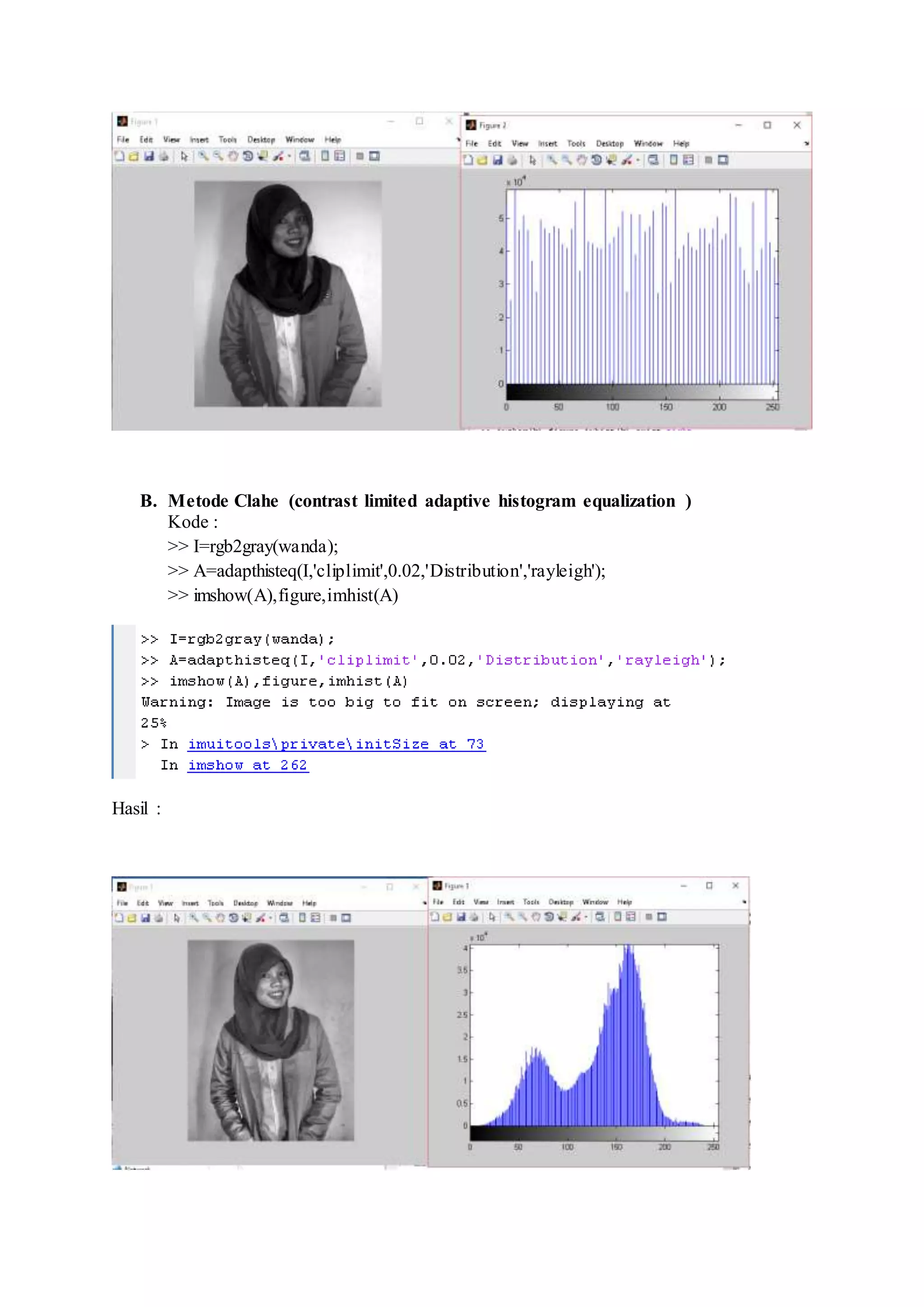 Menaikkan kontras dgn tutorial matlab | DOCX