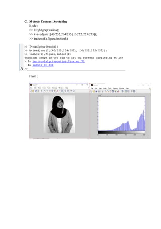 Menaikkan kontras dgn tutorial matlab | DOCX