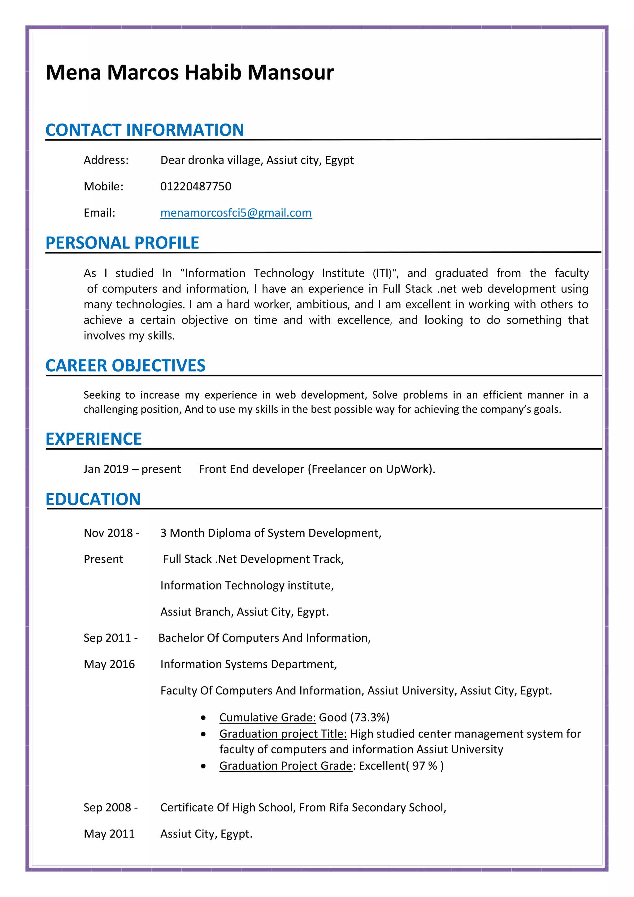 Mena marcos cv | PDF | Web Development | Internet
