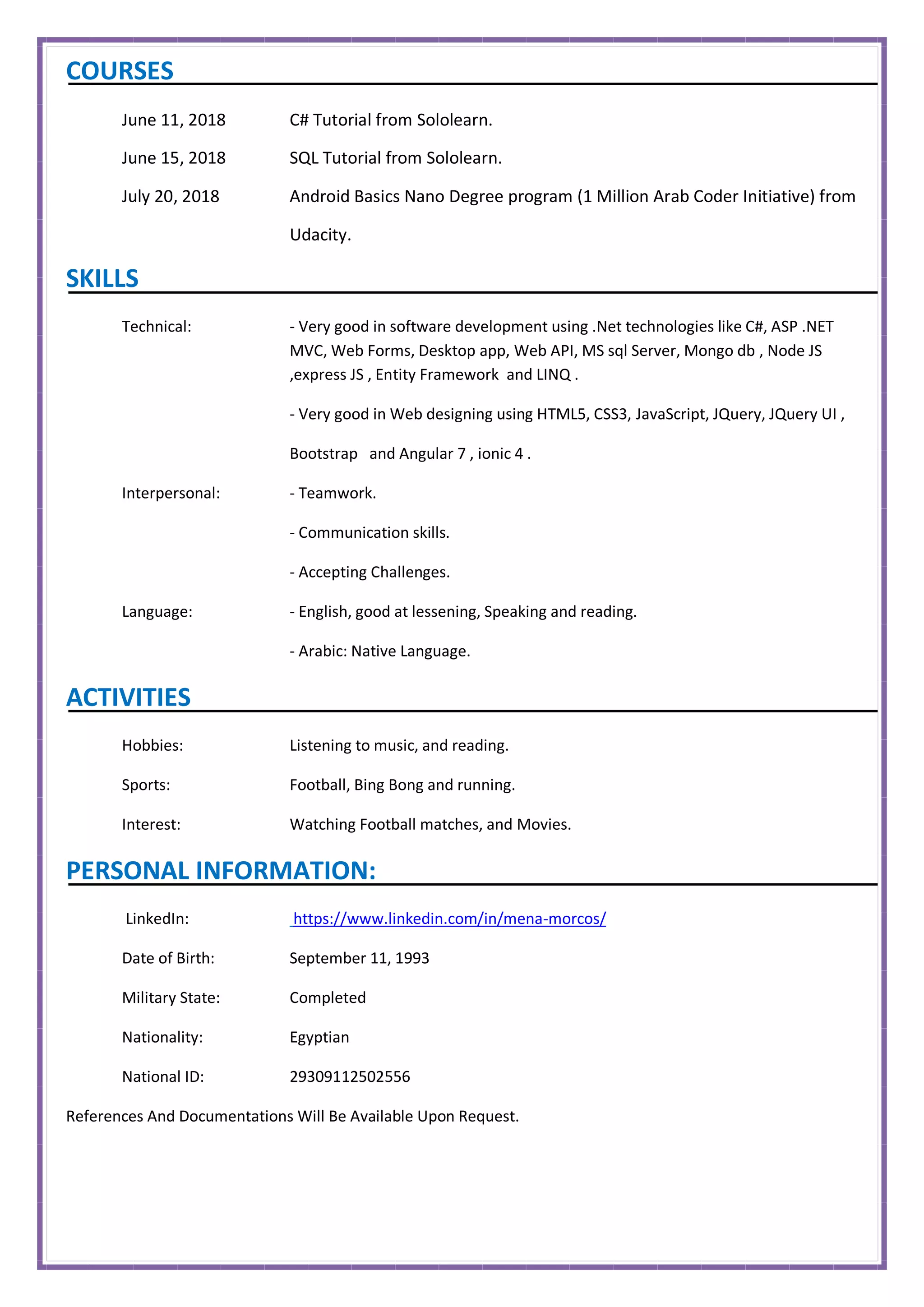 Mena marcos cv | PDF | Web Development | Internet