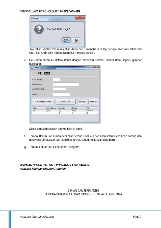 Tampil data di tabel dg Java & netbeans | PDF
