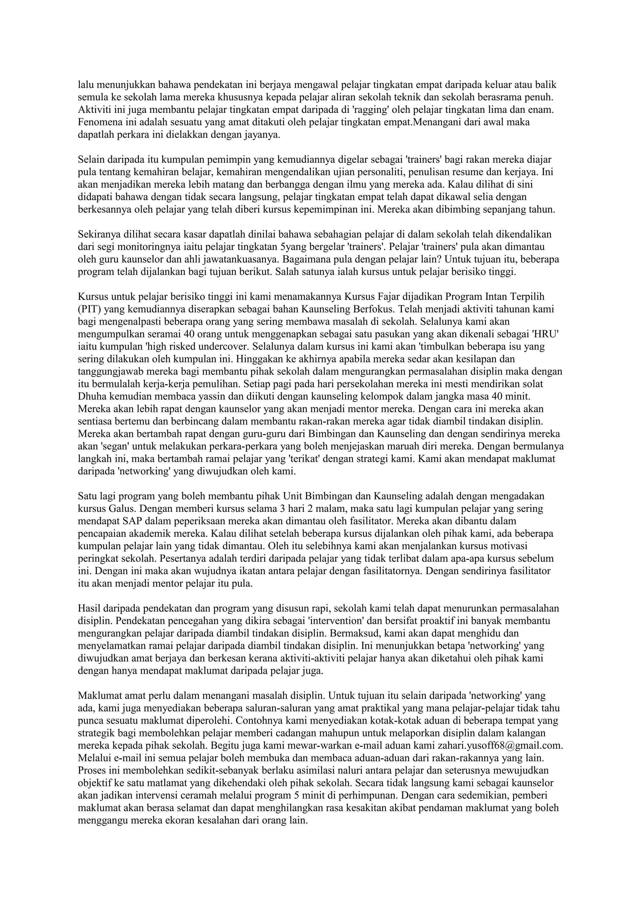 Menangani disiplin mengikut intervensi kaunseling | DOC