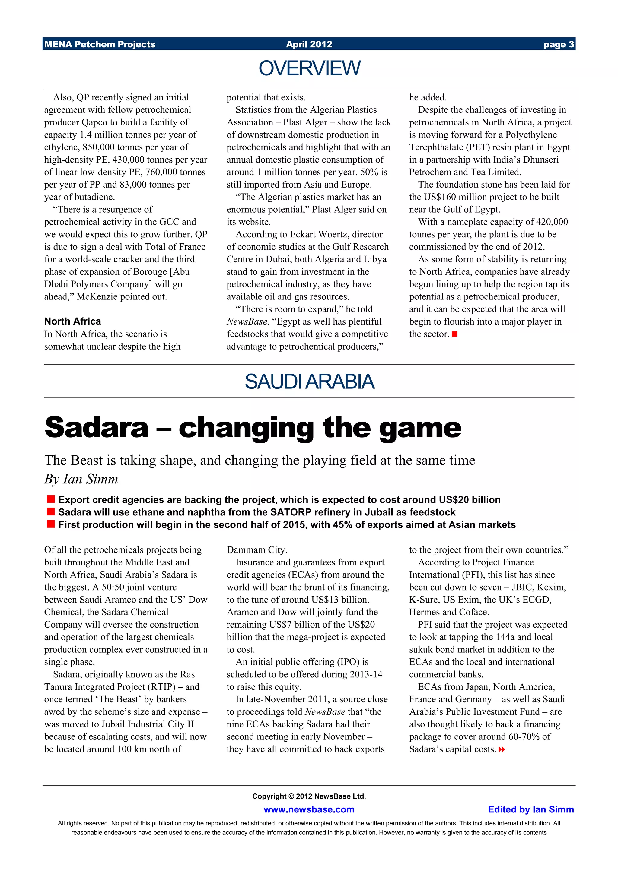 MENA Petrochemicals Special Report | PDF