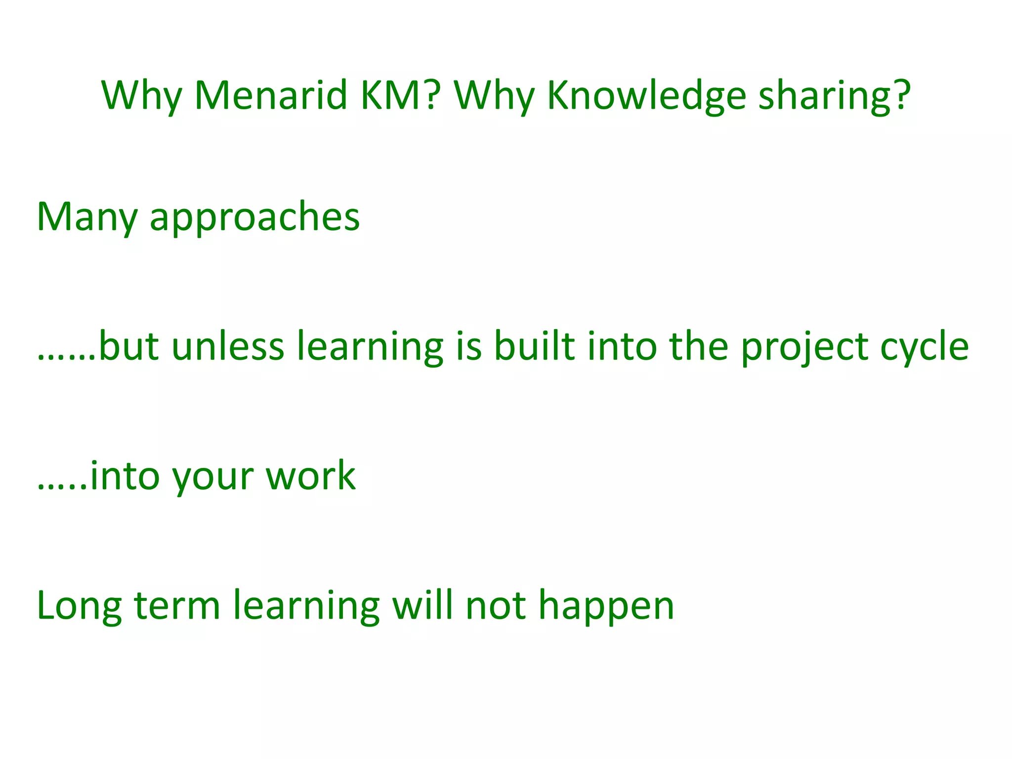 MENARID: Knowledge sharing and next steps | PPTX