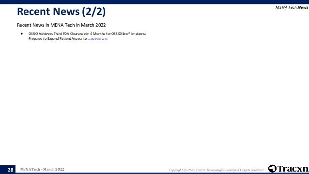 Tracxn - Geo Monthly Report - MENA Tech - Mar 2022 | PPT