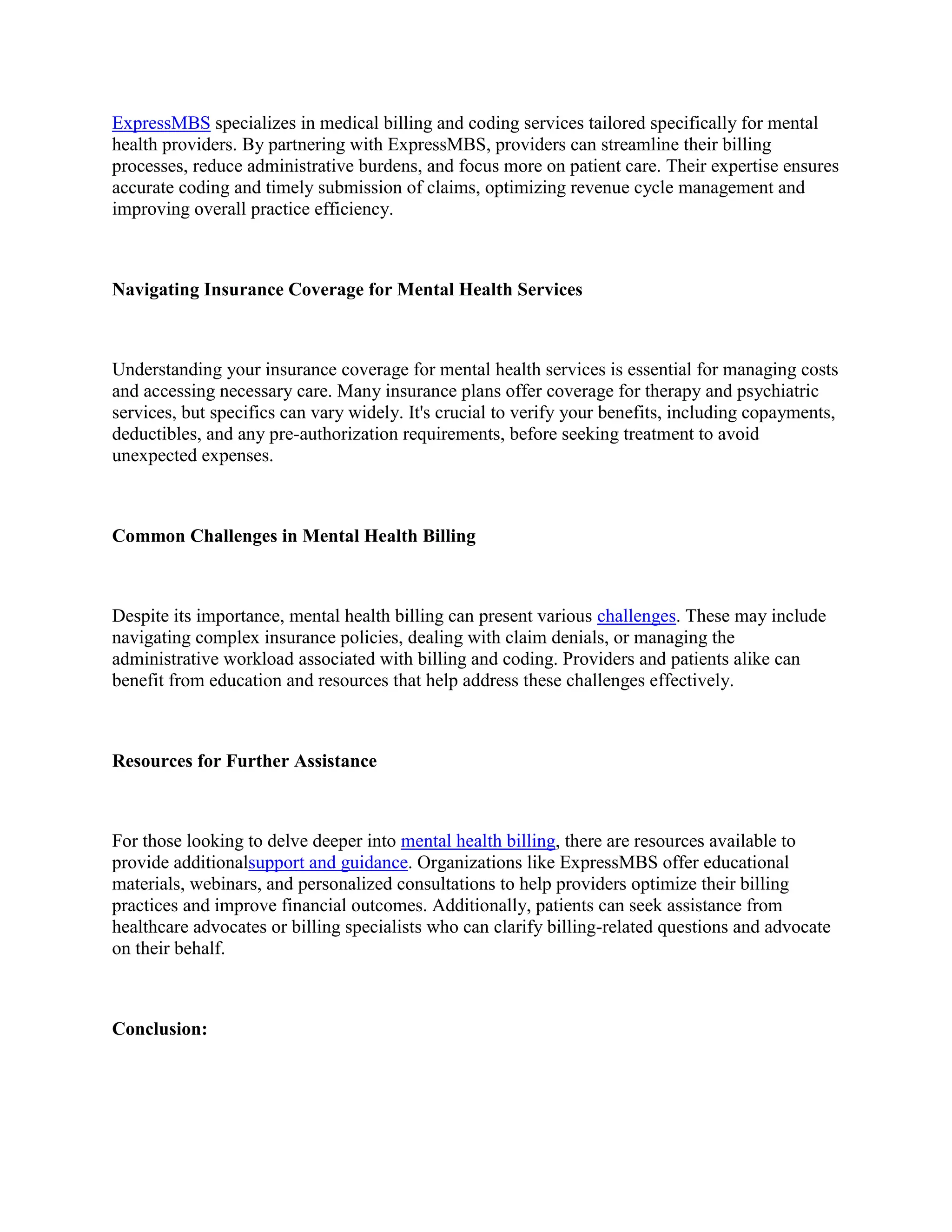 Understanding Mental Health Billing: A Guide to Accessing Care and ...