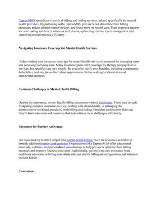 Understanding Mental Health Billing: A Guide to Accessing Care and ...