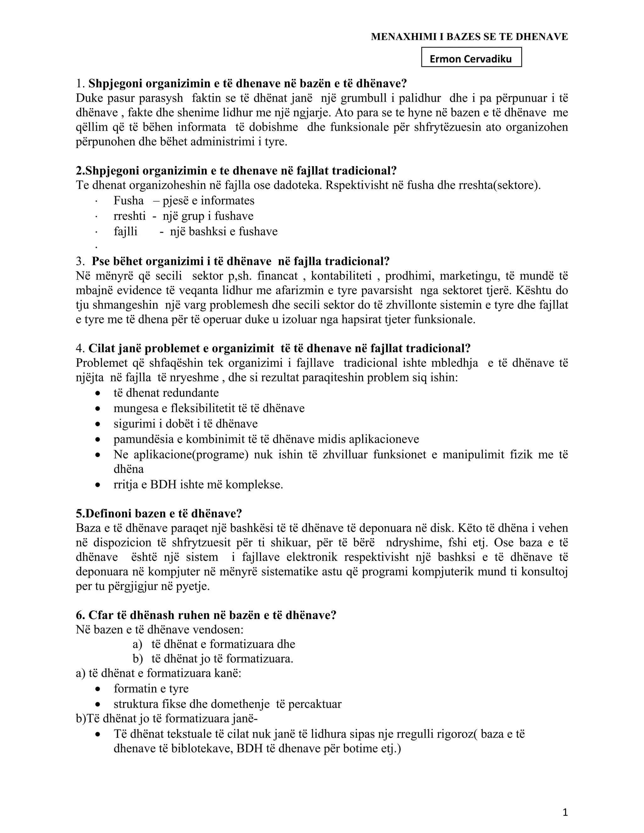 Menaxhimi i bazave së të dhënave | PDF