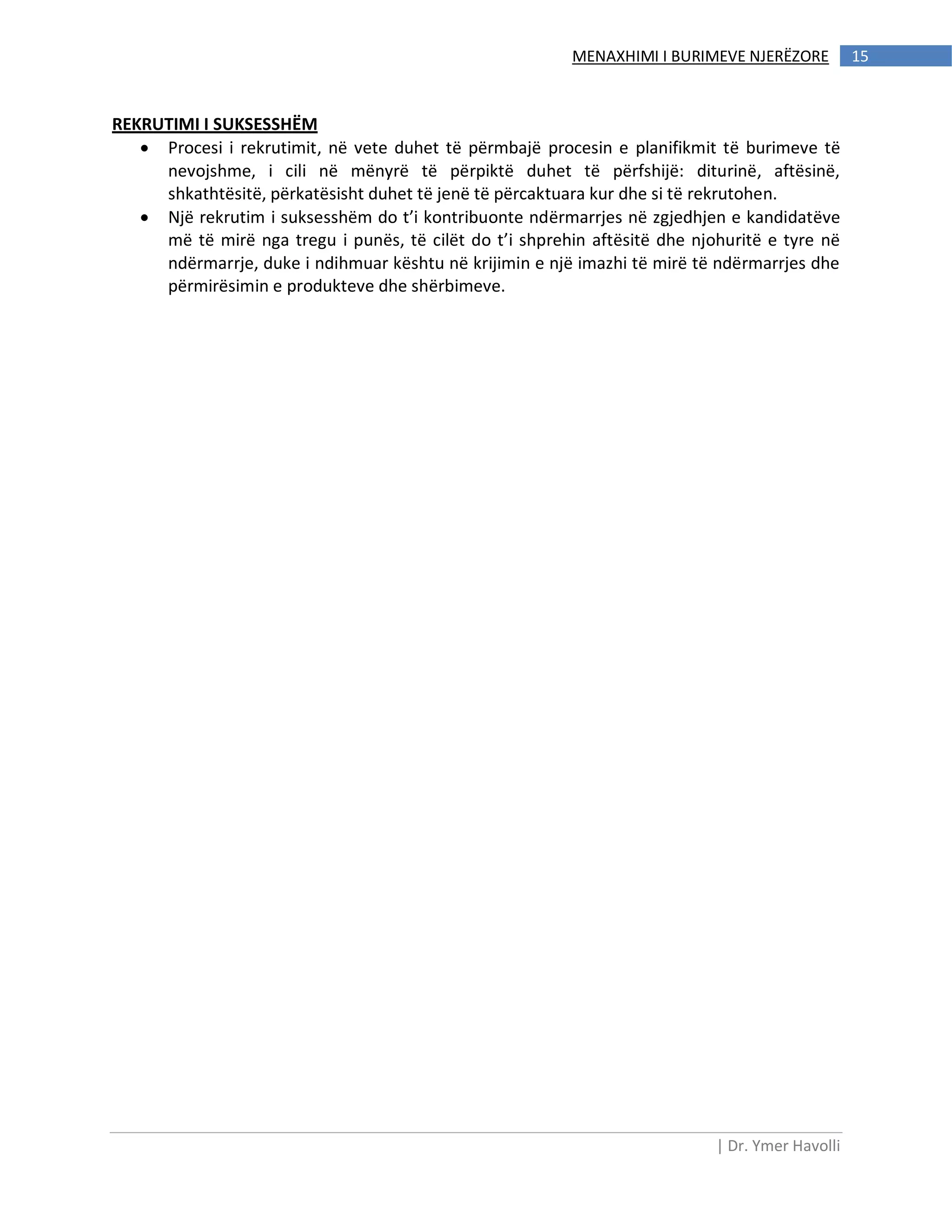 Menaxhimi i Burimeve Njerëzore - Dr. Ymer Havolli (Skriptë) | PDF