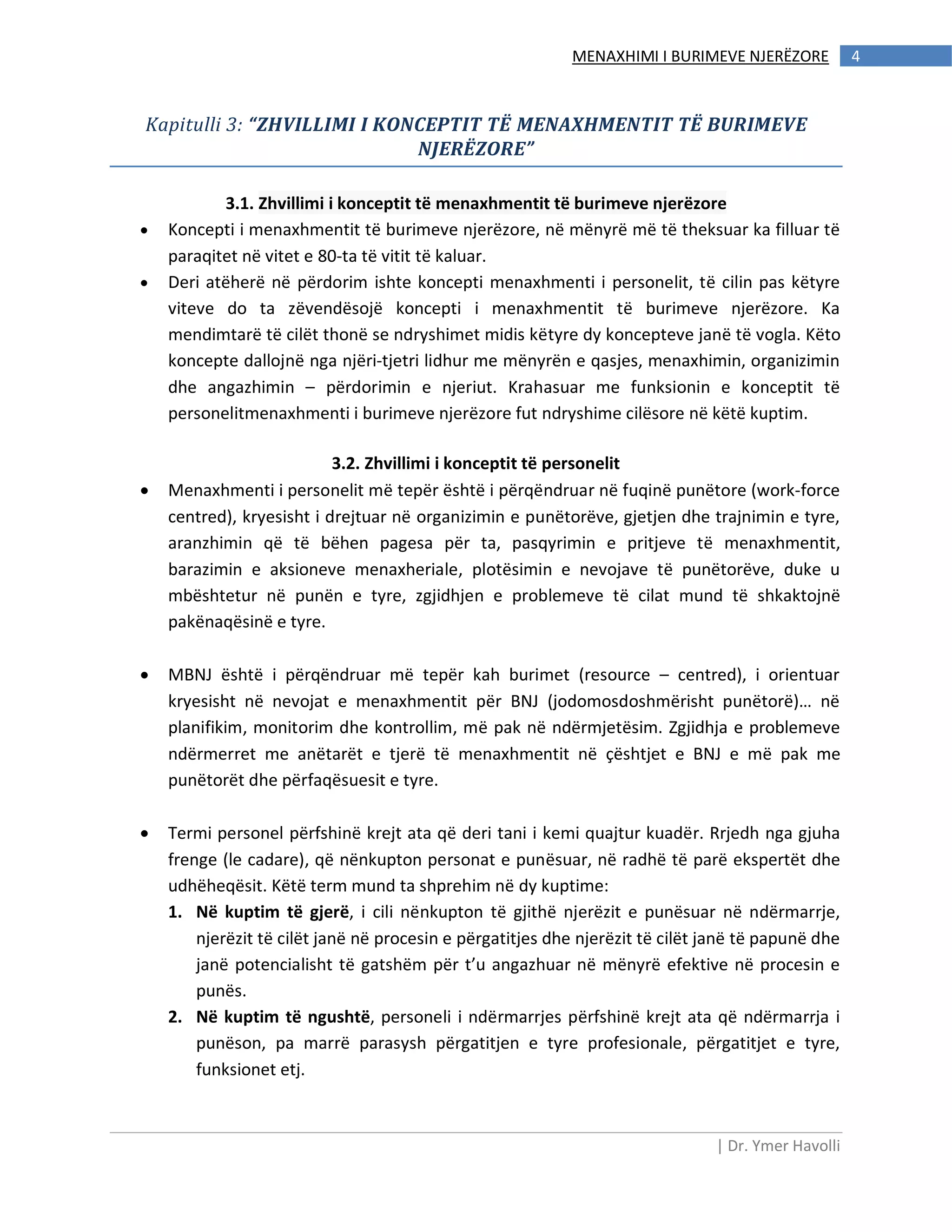 Menaxhimi i Burimeve Njerëzore - Dr. Ymer Havolli (Skriptë) | PDF