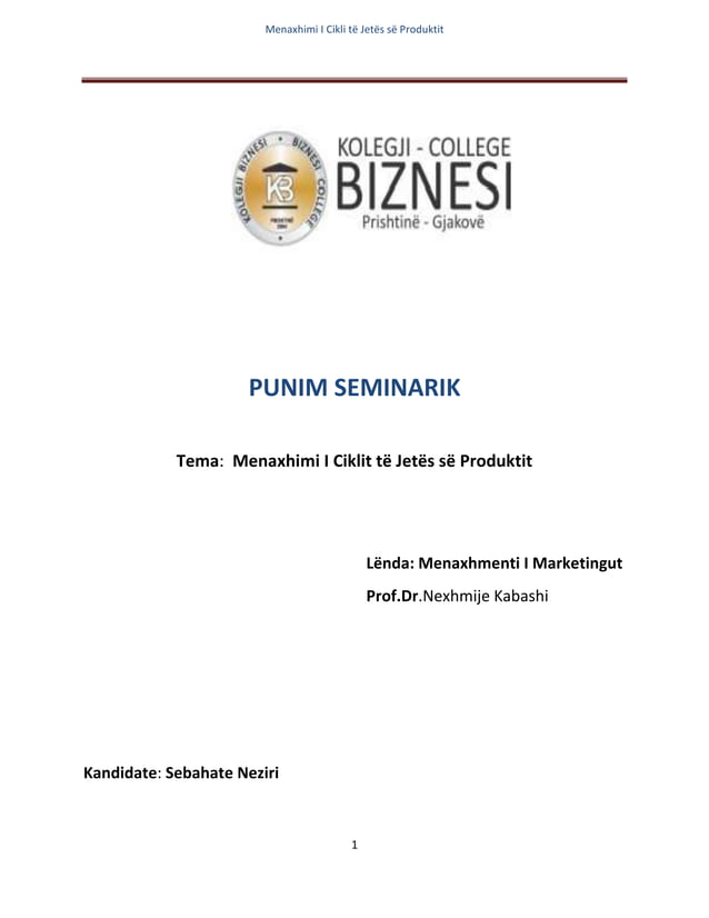 Menaxhimi i cikli të jetës së produktit | DOCX