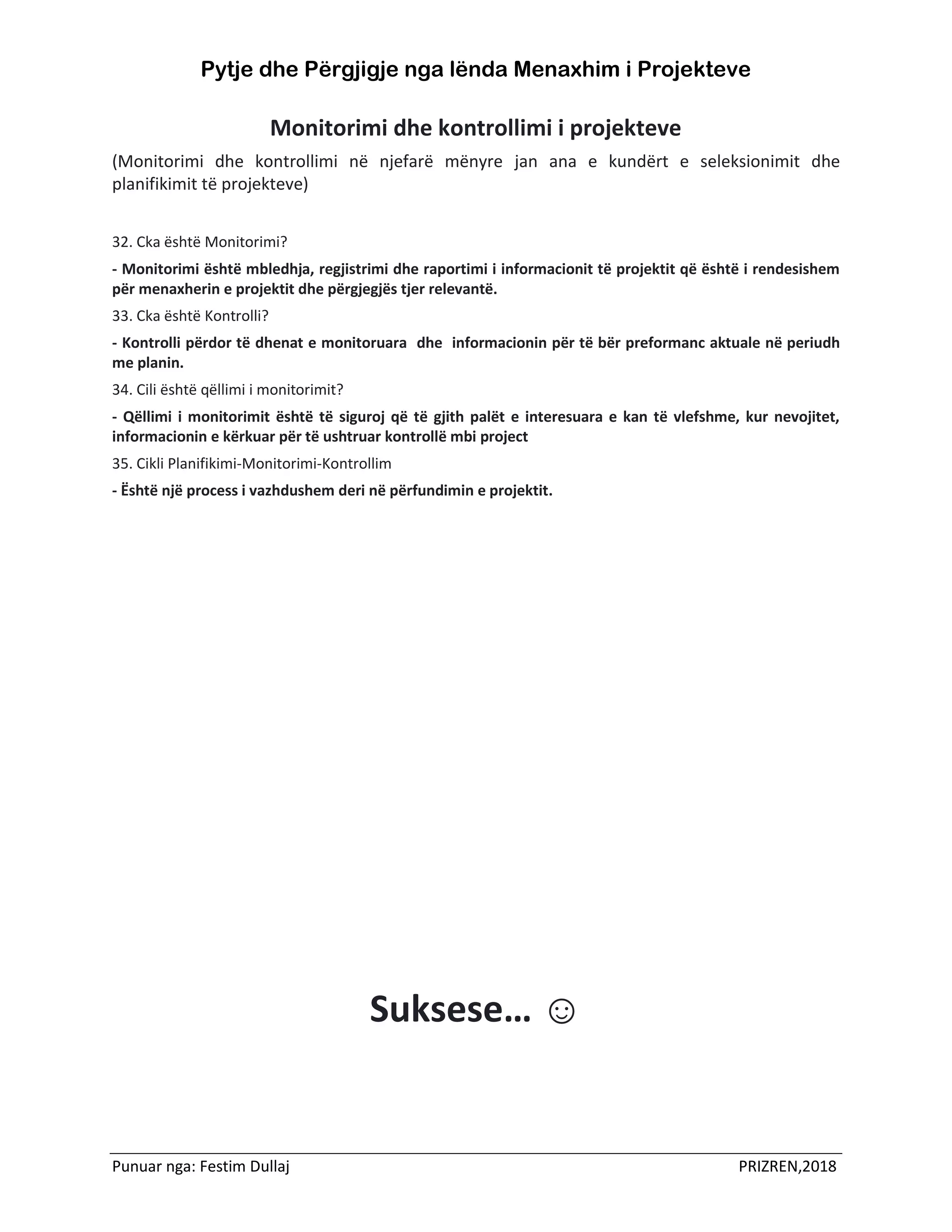 Menaxhim i projekteve pytje dhe pergjigje | PDF