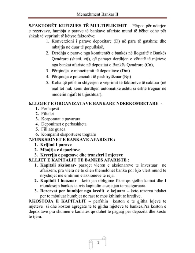 Menaxhment bankar II | DOCX