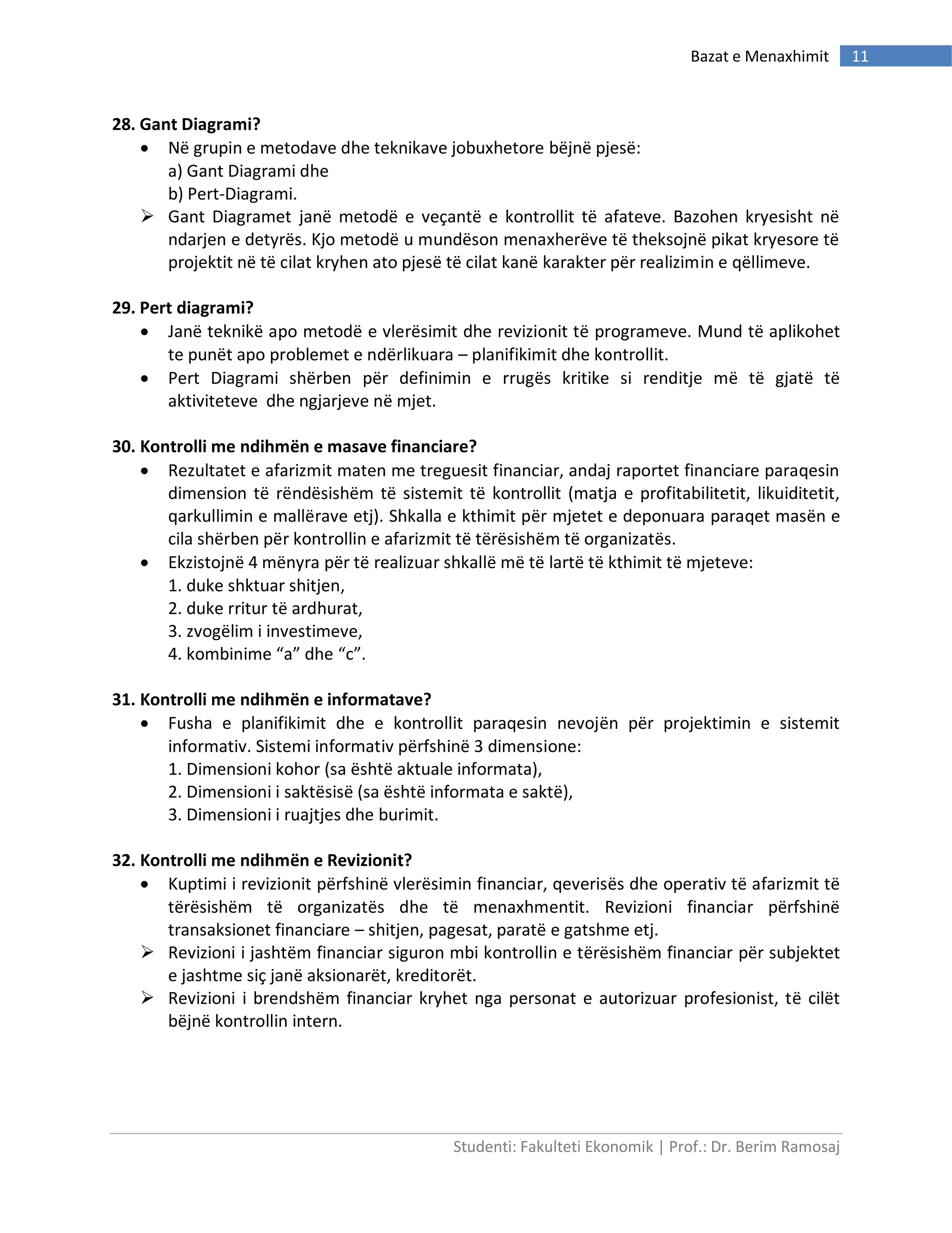 MENAXHMENTI - Dr. Berim Ramosaj (Pyetje dhe përgjigje) | PDF