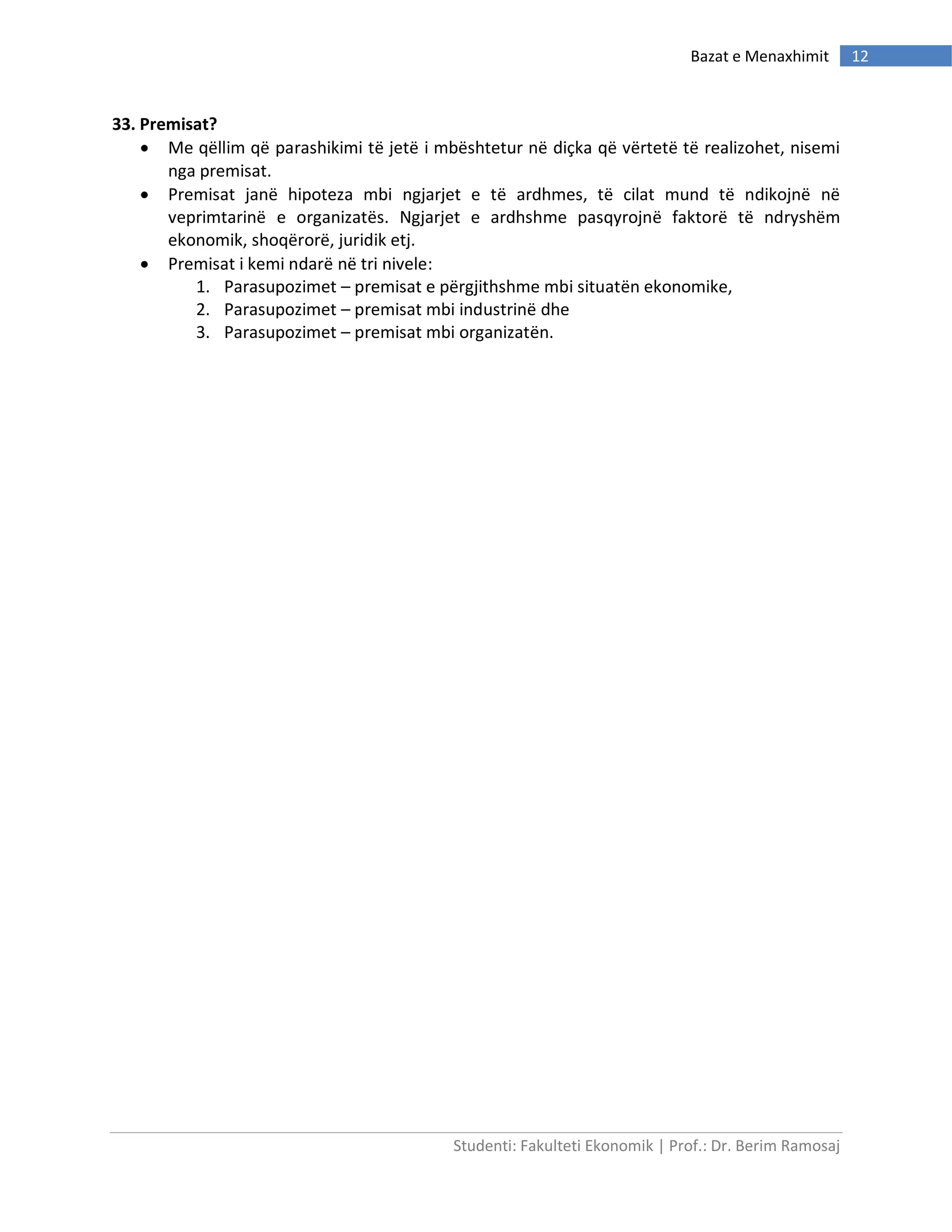 MENAXHMENTI - Dr. Berim Ramosaj (Pyetje dhe përgjigje) | PDF