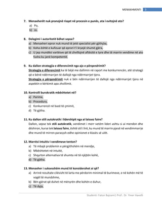 MENAXHMENTI - Dr. Ymer Havolli (Provime të zgjidhura) | PDF