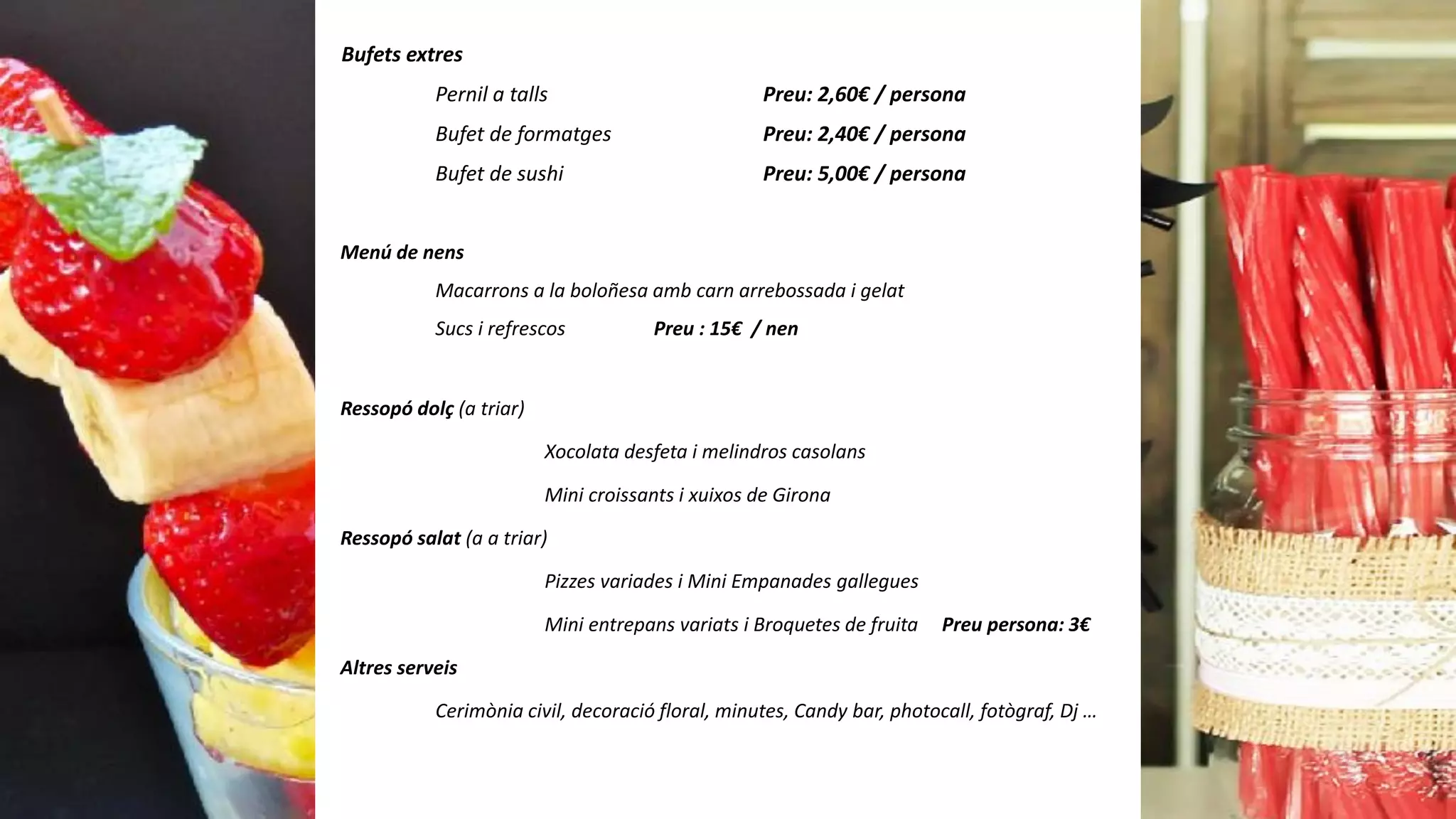 Menú banquet Idilium Casaments Girona - Banyoles | PDF