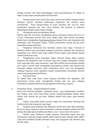 Mencapai kedaulatan energi dengan mewujudkan tata kelola minyak dan gas bumi yang berlandaskan ...