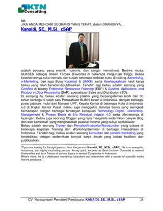 MENCARI ORANG YANG TEPAT, dialah ORANGNYA.... (Kanaidi, SE., M.Si., cSAP) | PDF