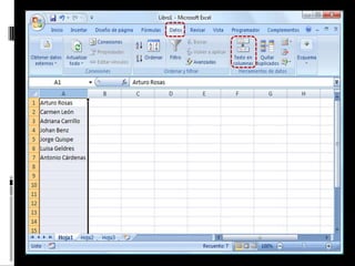 Menú datos en excel | PPTX