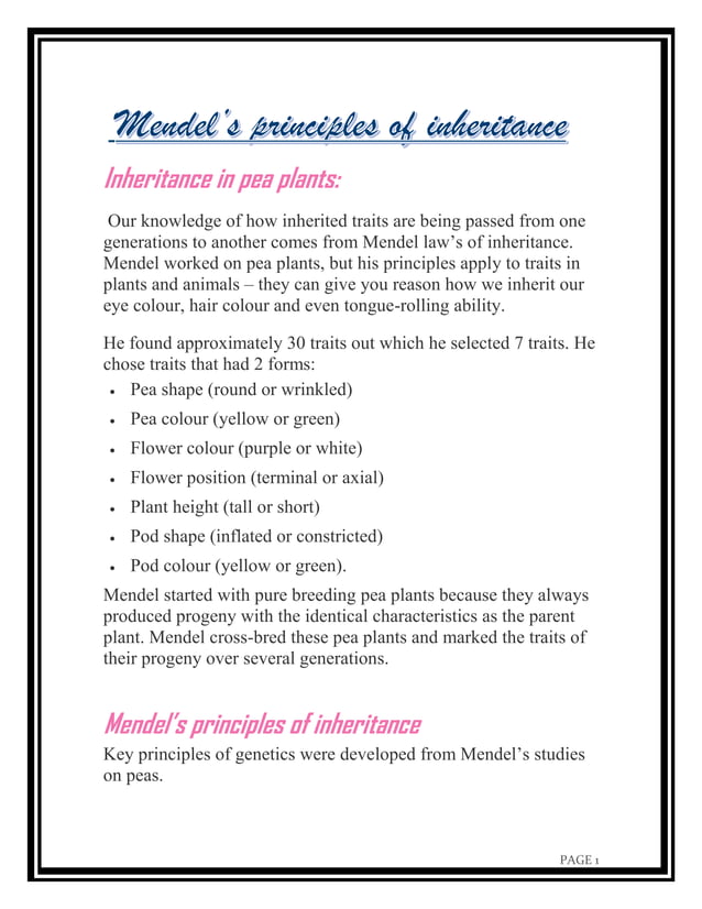 Mendel's law of inheritance | PDF | Gardening | Home & Garden