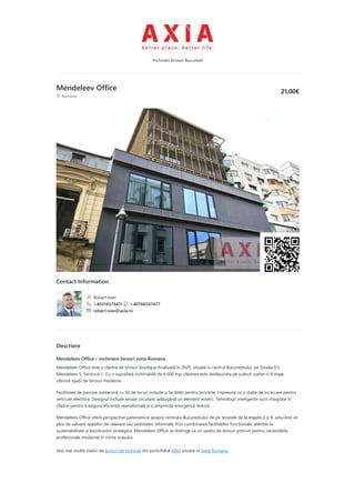 Mendeleev Office – Birouri moderne într-o clădire boutique, în centrul ...