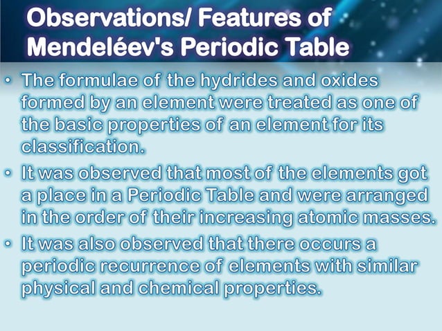 Mendeléev’s periodic table- The first step to organized chemistry | PPTX