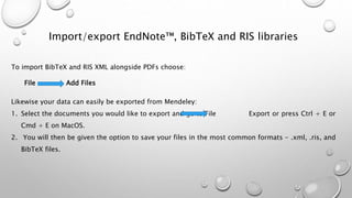 Mendeley | PPTX | Desktop Publishing | Computer Software and Applications