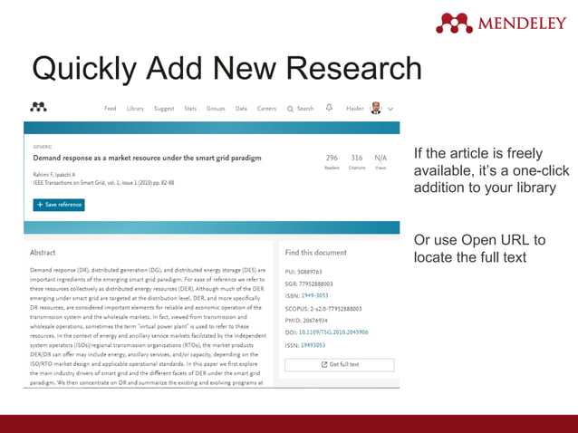 INTRODUCTION To MENDELEY | PPT | Free Download