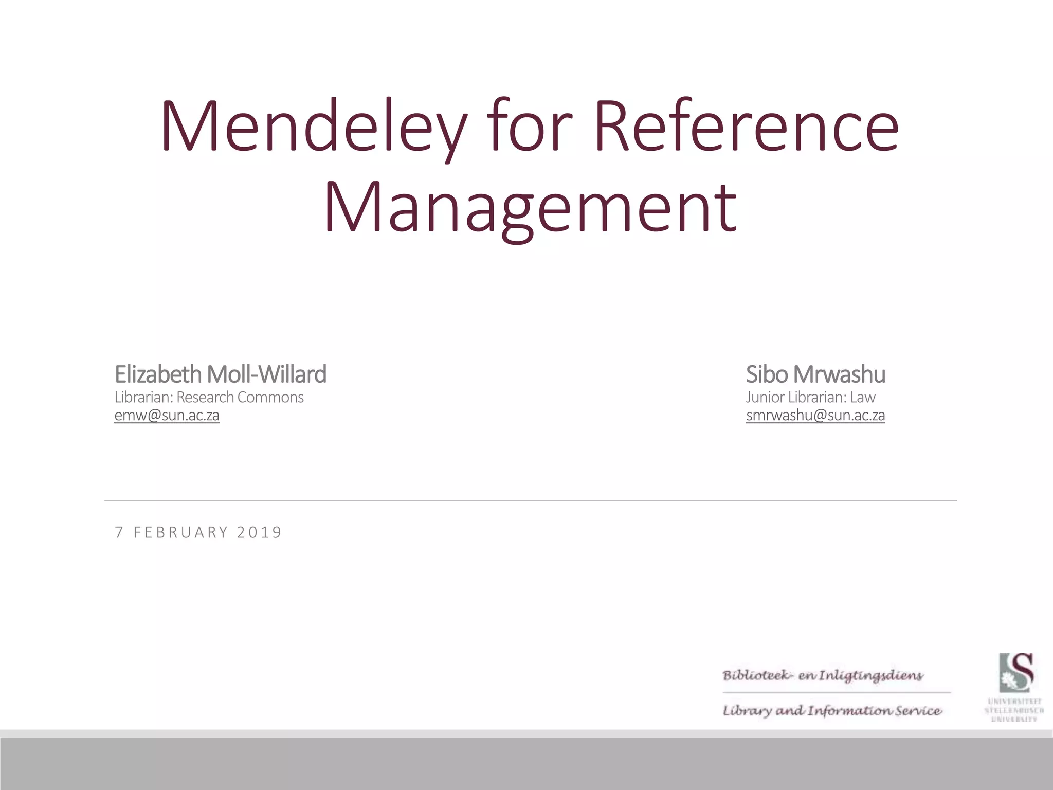 Mendeley for Reference Management | PPT