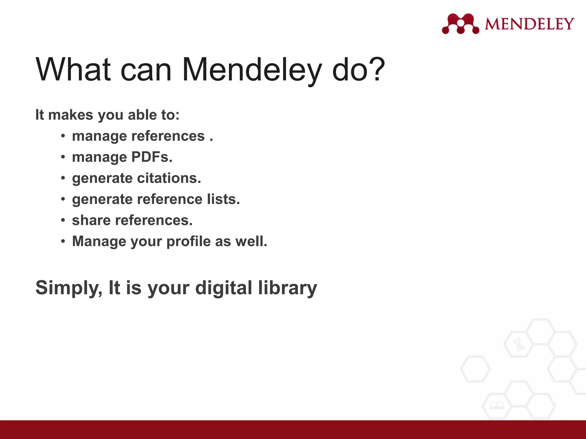 Mendeley reference management tool | PDF