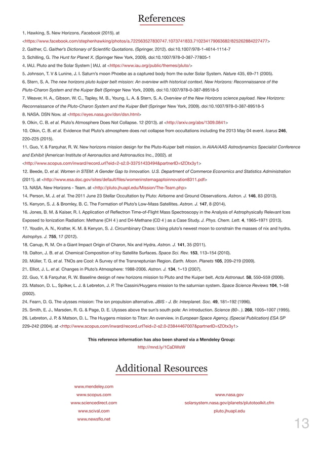 Mendeley Report: New Horizons: From Research Paper to Pluto | PDF