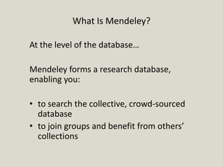 Introduction to Mendeley | PPTX
