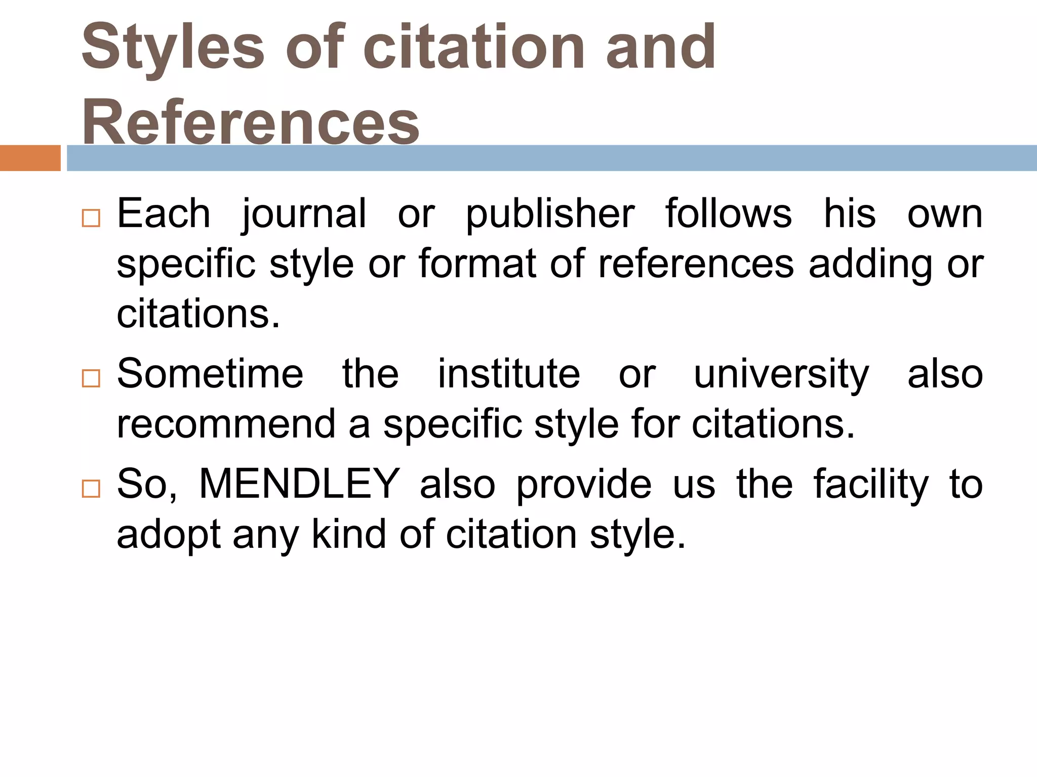 Mendeley software beginers | PPTX