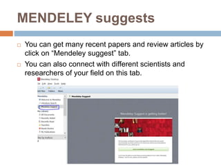 Mendeley software beginers | PPTX