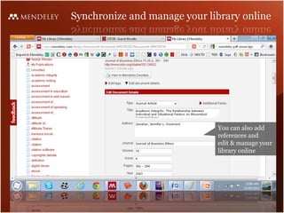 Mendeley teaching presentation - english | PPT