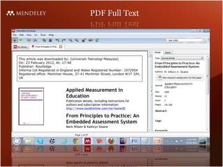 Mendeley teaching presentation - english | PPT