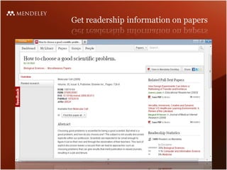 Mendeley teaching presentation - english | PPT