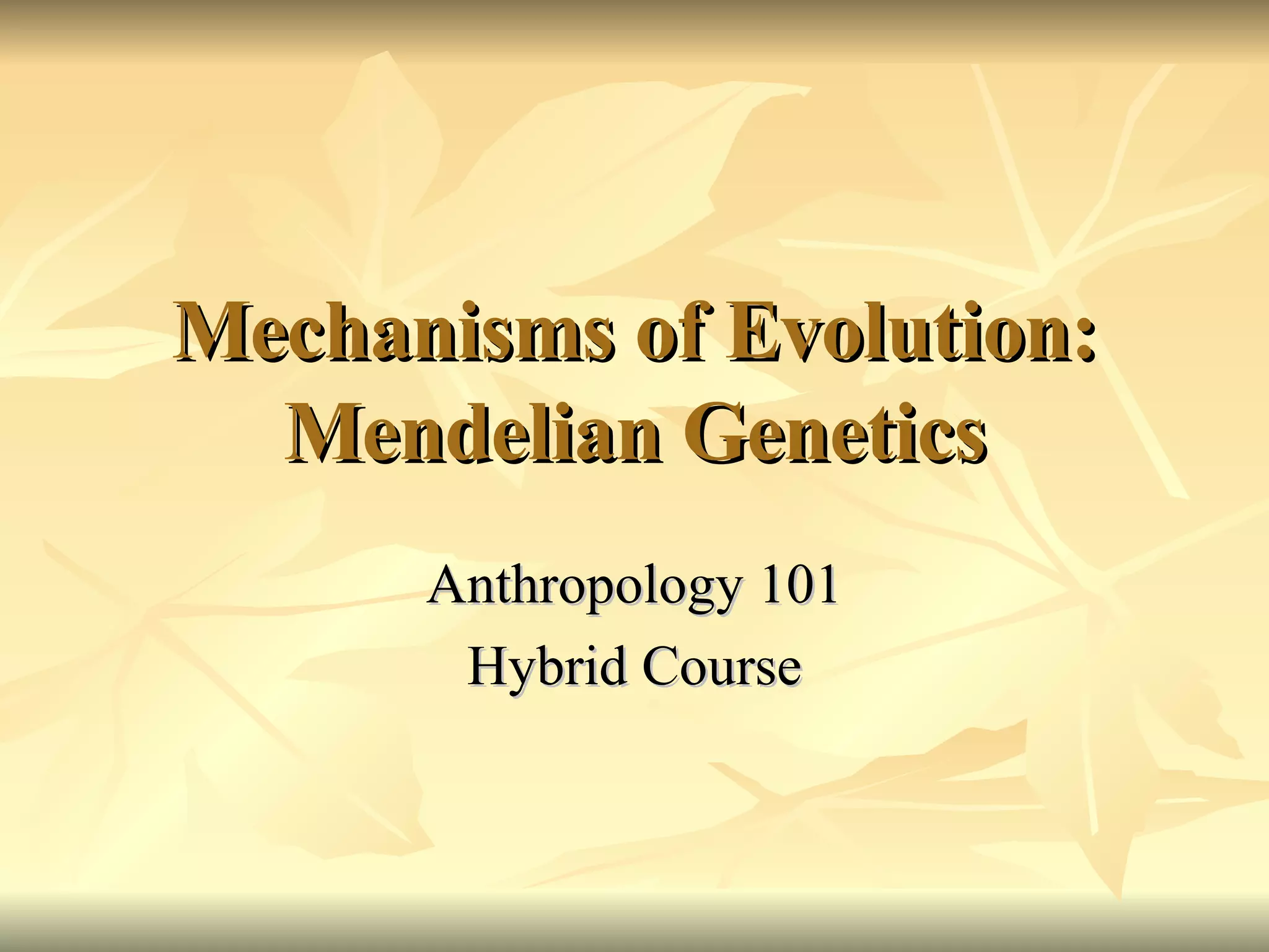 Mendelian Genetics | PPT