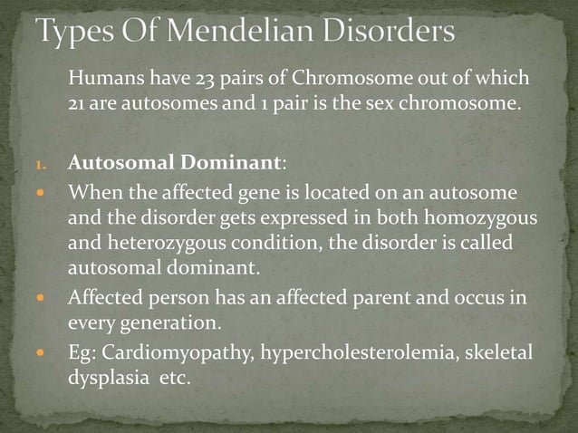 Mendelian disorders in humans | PPTX | Reproductive Health | Diseases ...