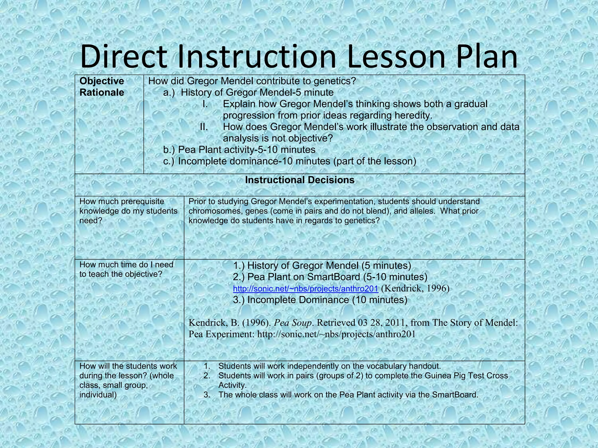 Mendelian genetics read5255 direct instruction lesson plan | PPT