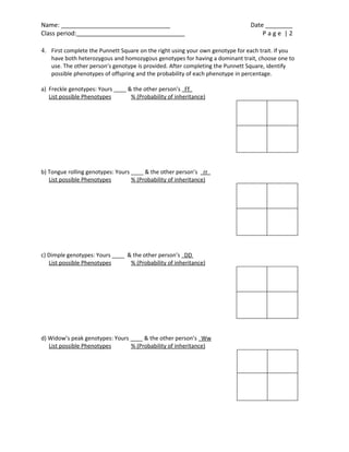 Mendelian Traits Activity | DOC
