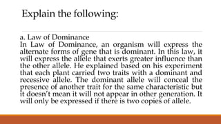 Mendellian laws of inheritance | PPT