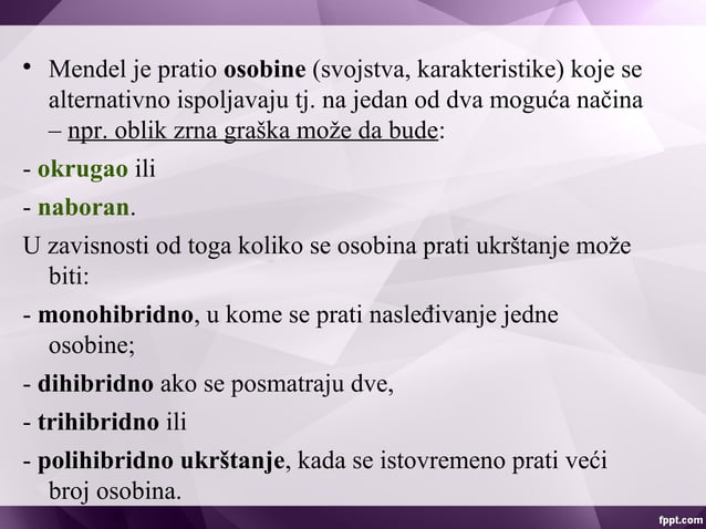 Mendelova pravila nasleđivanja | PPT