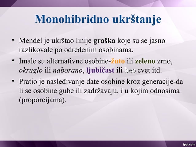 Mendelova pravila nasleđivanja | PPT